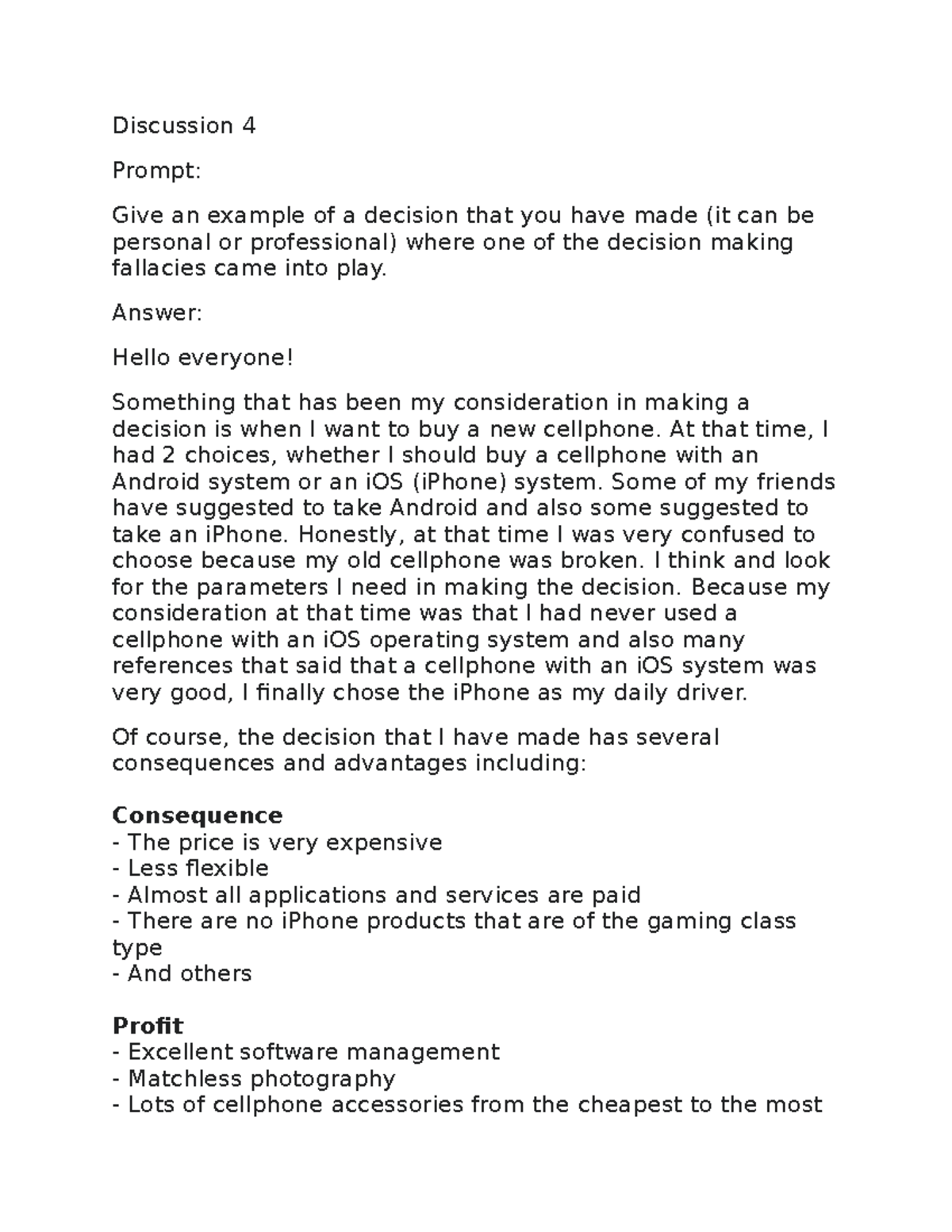 EVS 519 Discussion 4 - Discussion 4 Prompt: Give an example of a ...