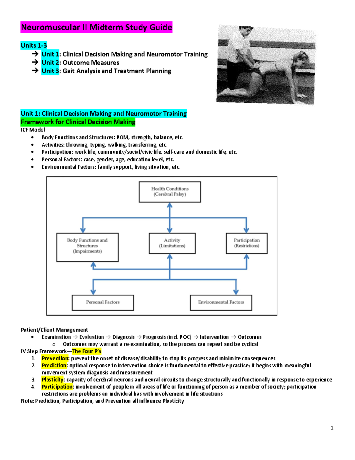 NM 2 Midterm Study Guide - Neuromuscular II Midterm Study Guide Units 1 ...