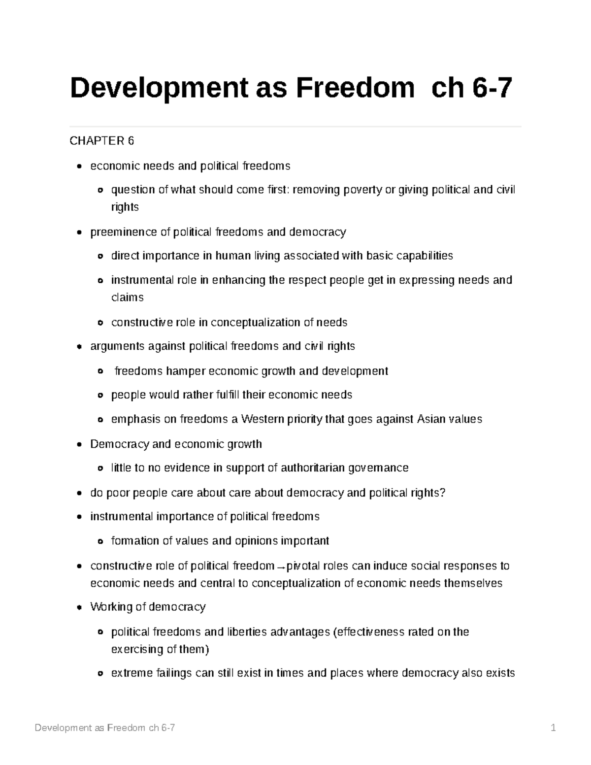 Development as Freedom ch 6-7 - Development as Freedom ch 6- CHAPTER 6 ...