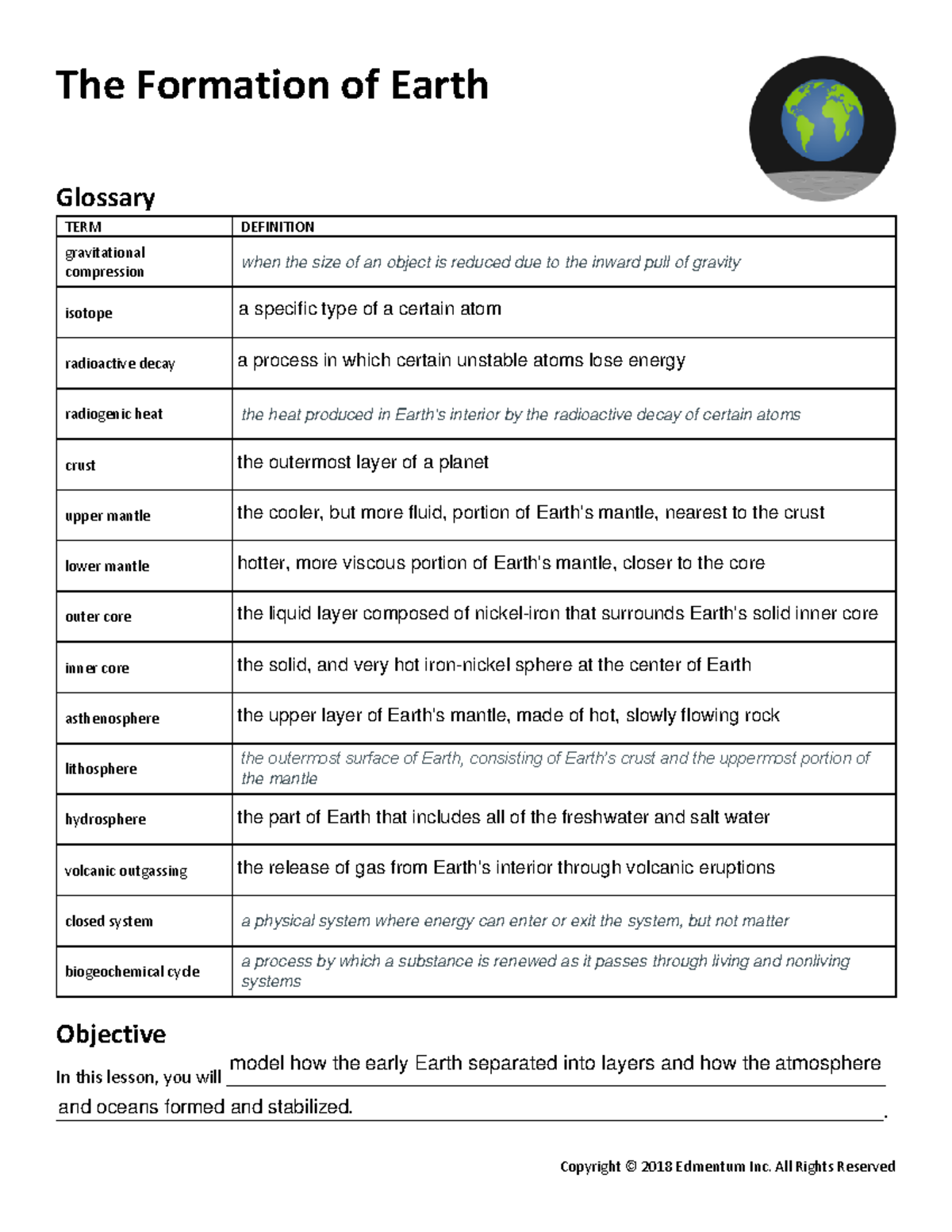 Geology - Guided Notes - The Formation of Earth - The Formation of ...