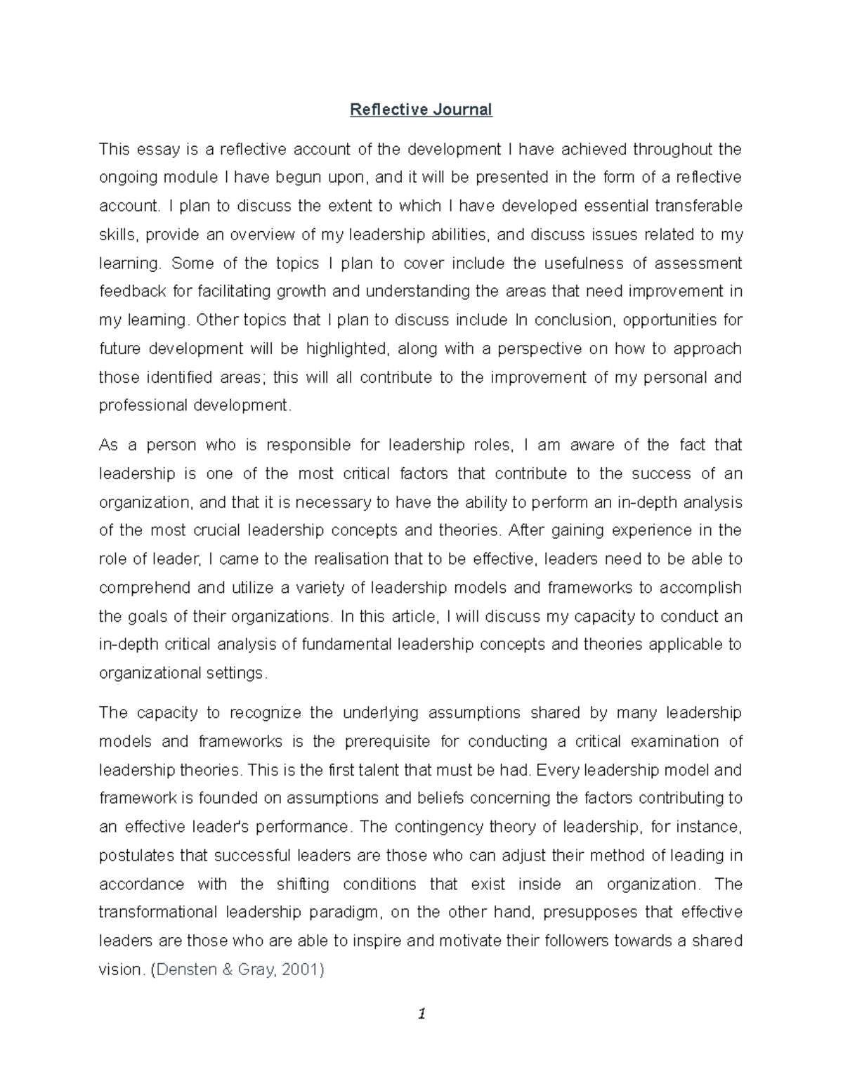 Reflective Journal 2023-03-04 - Reflective Journal This essay is a ...