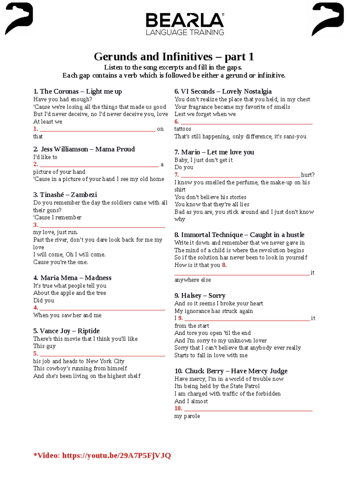 Gerunds-and-infinitives-in-songs-worksheet-activities-with-music-songs ...