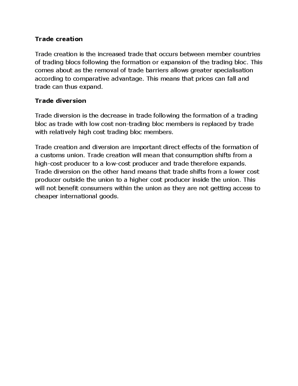 Trade creation - Trade creation Trade creation is the increased trade ...