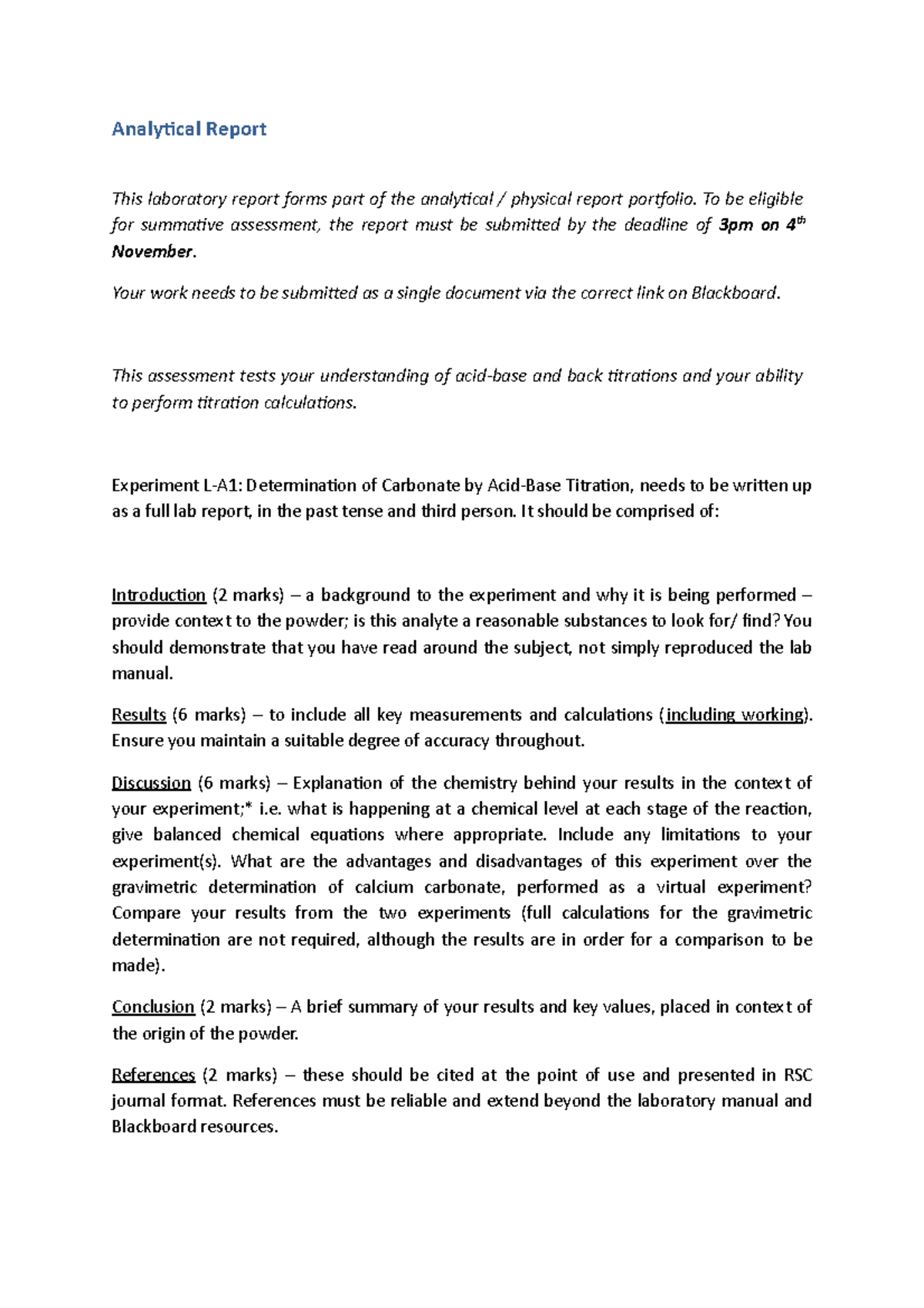 Analytical Report 4602Y Assessment Brief - Analytical Report This ...
