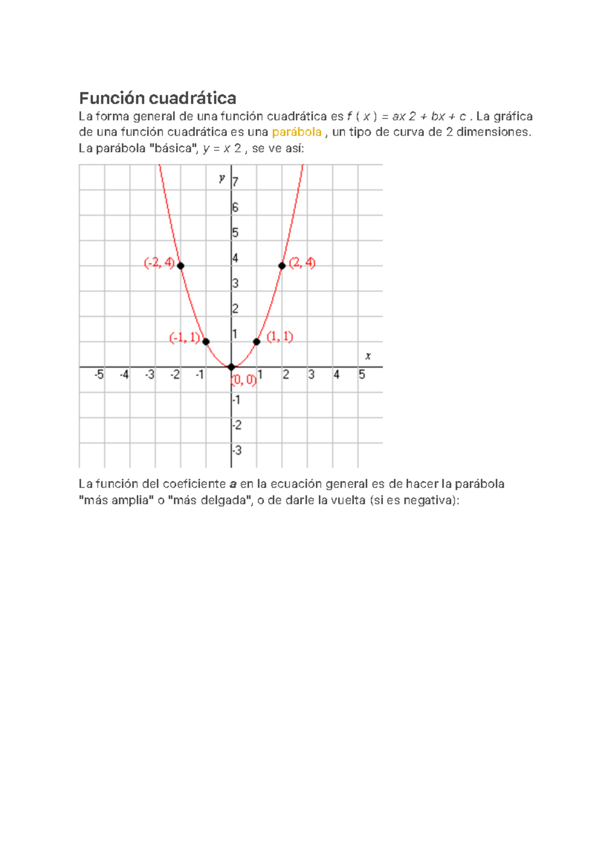 Función cuadrática - Función cuadrática La forma general de una función ...