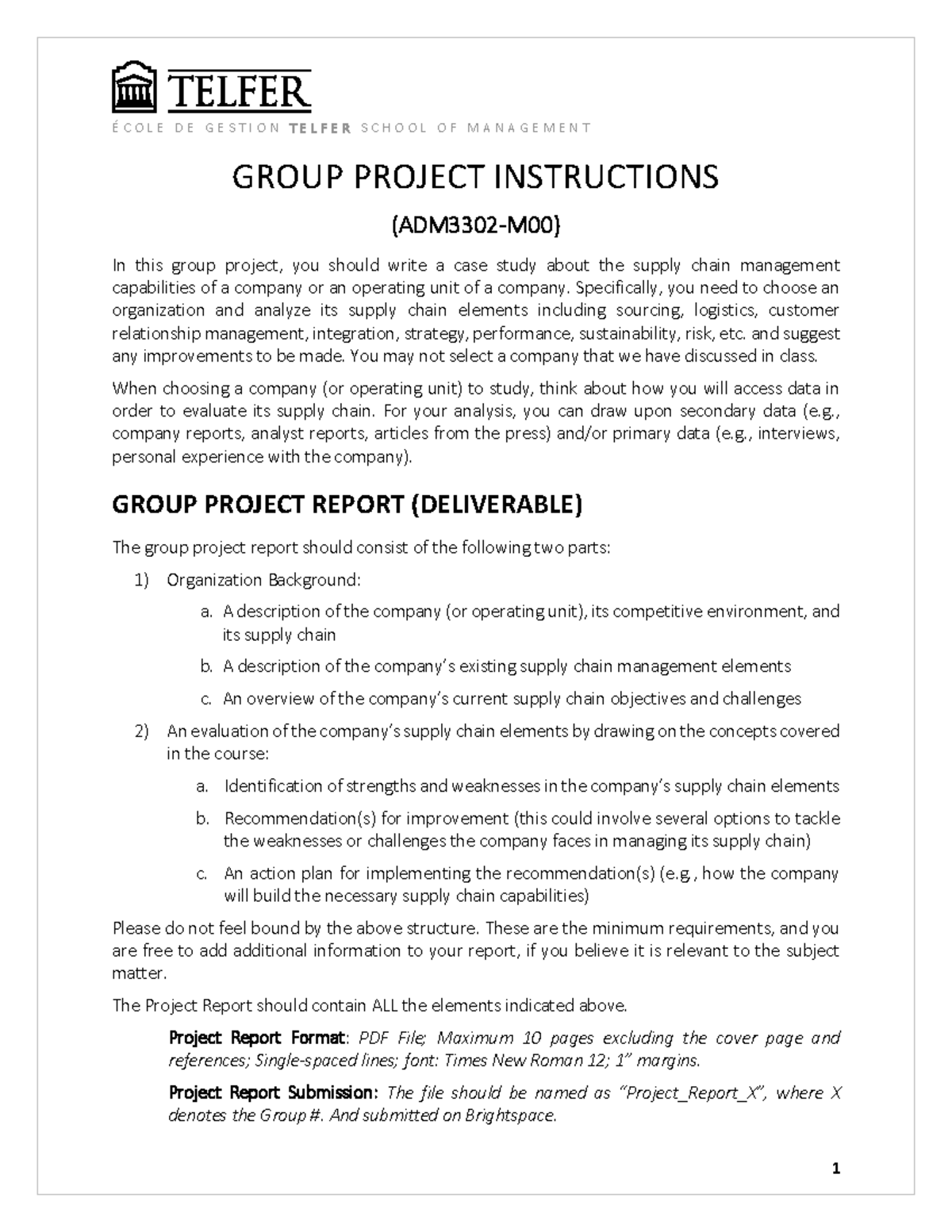 Group Project Instructions - É C O L E D E G E S T I O N T E L F E R S ...