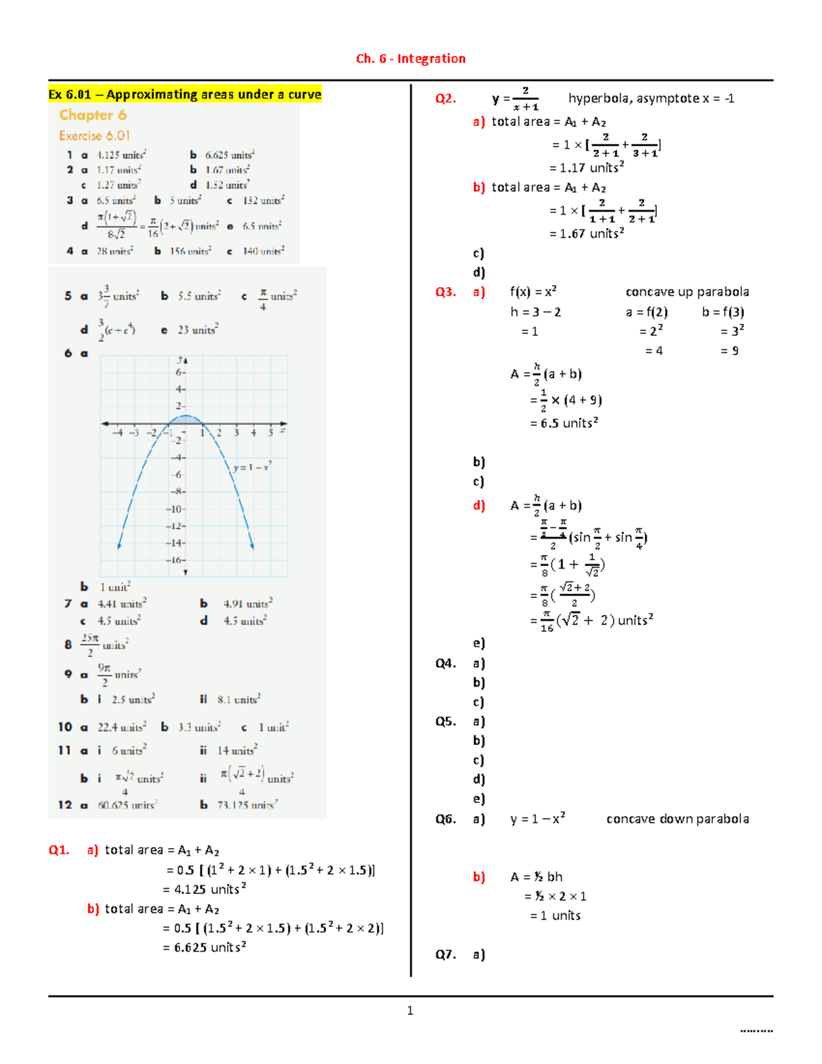 Solution chapter-6 - ANSWER MATHS IN FOCUS - MATHEMATICS ADVANCED - 1 ...