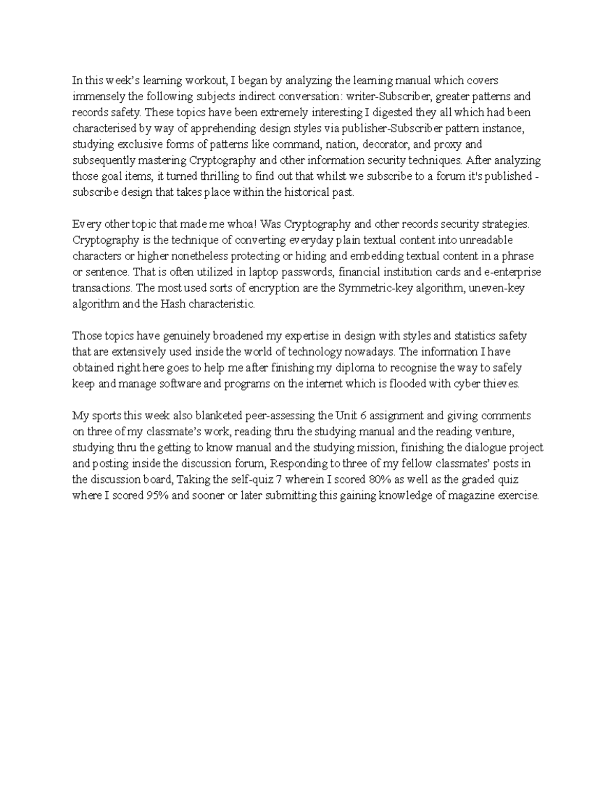 CS 2401 Learning Journal Unit 7 - In this week’s learning workout, I ... CS 2401 Learning Journal Unit 7 - In this week’s learning workout, I ...