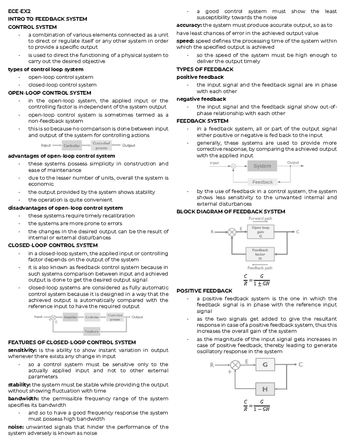 ECE-EX2- Finals - ECE-EX INTRO TO FEEDBACK SYSTEM CONTROL SYSTEM a ...