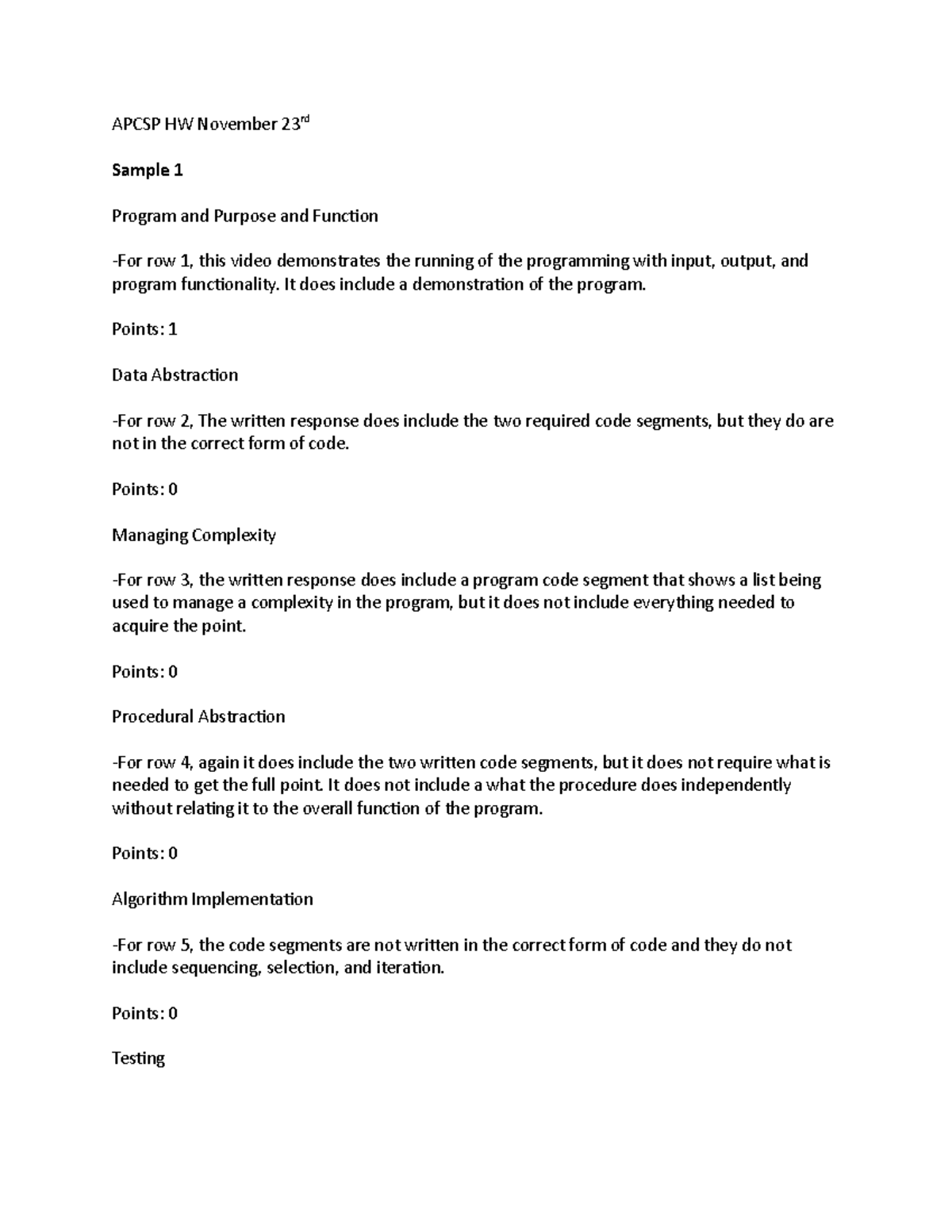 APCSP HW November 23rd Sample 1 Review - Studocu