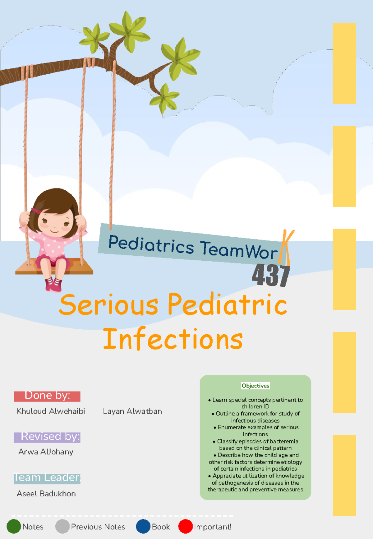 Serious infections - Pediatric Notes - Pediatrics TeamWor K 437 Serious ...