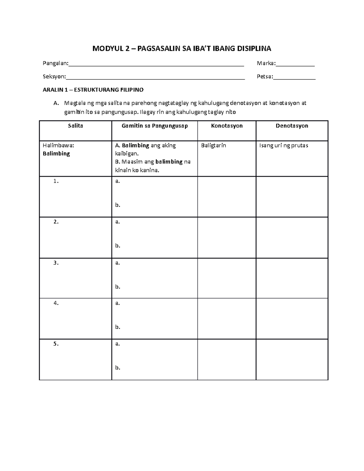 WEEK 3 - Indibidwal NA Gawain - MODYUL 2 – PAGSASALIN SA IBA’T IBANG ...
