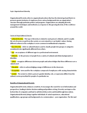 Organizational diversity - Topic: Organizational Diversity ...