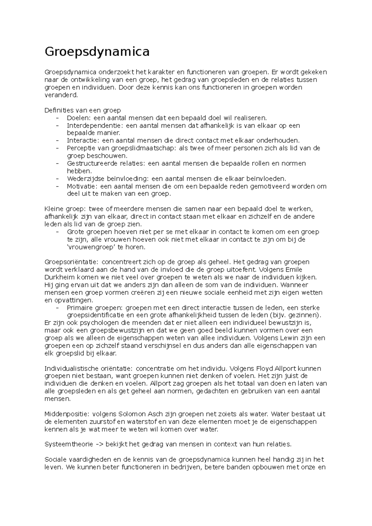 Groepsdynamica - ...... - Groepsdynamica Groepsdynamica onderzoekt het ...