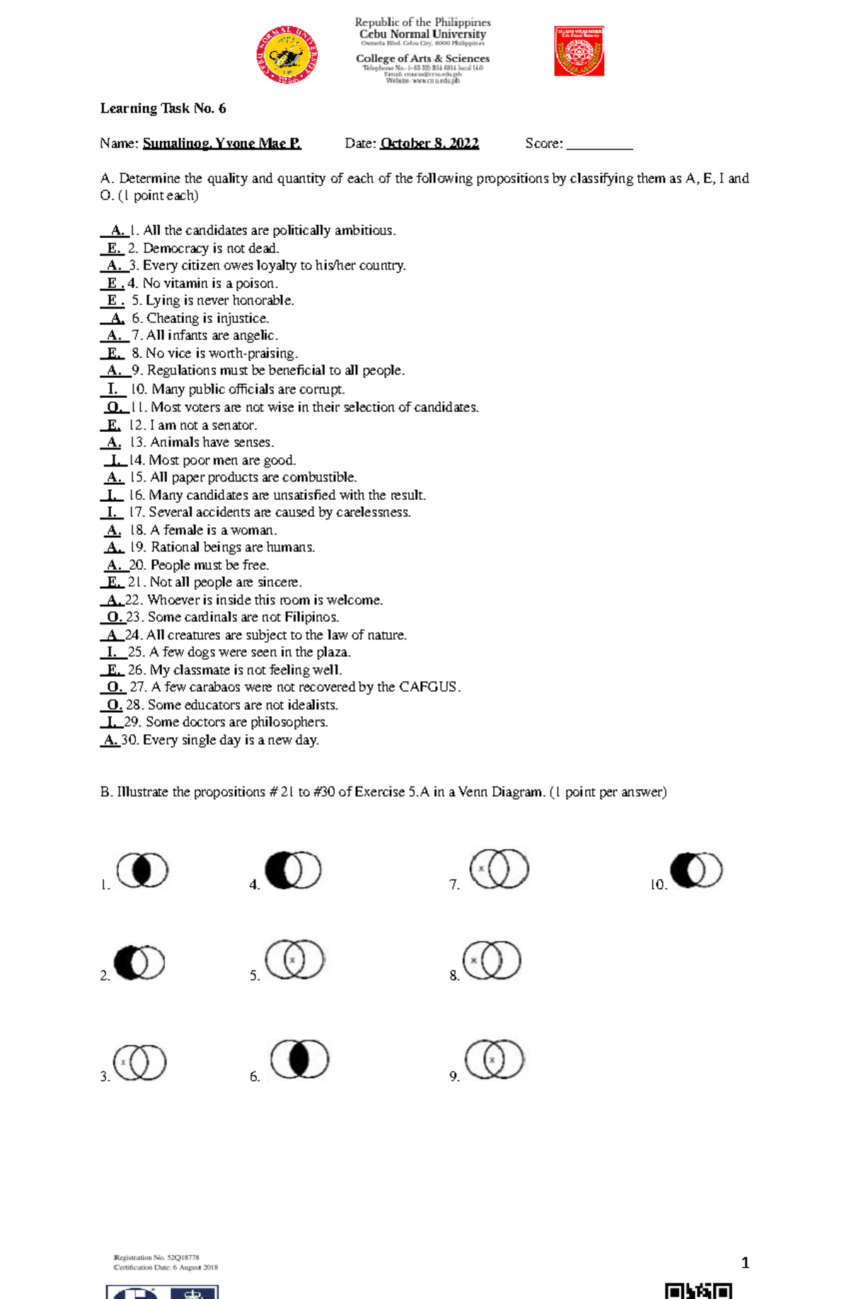 Sumalinog- Logic-Learning Task 6 - Learning Task No. 6 Name: Sumalinog ...