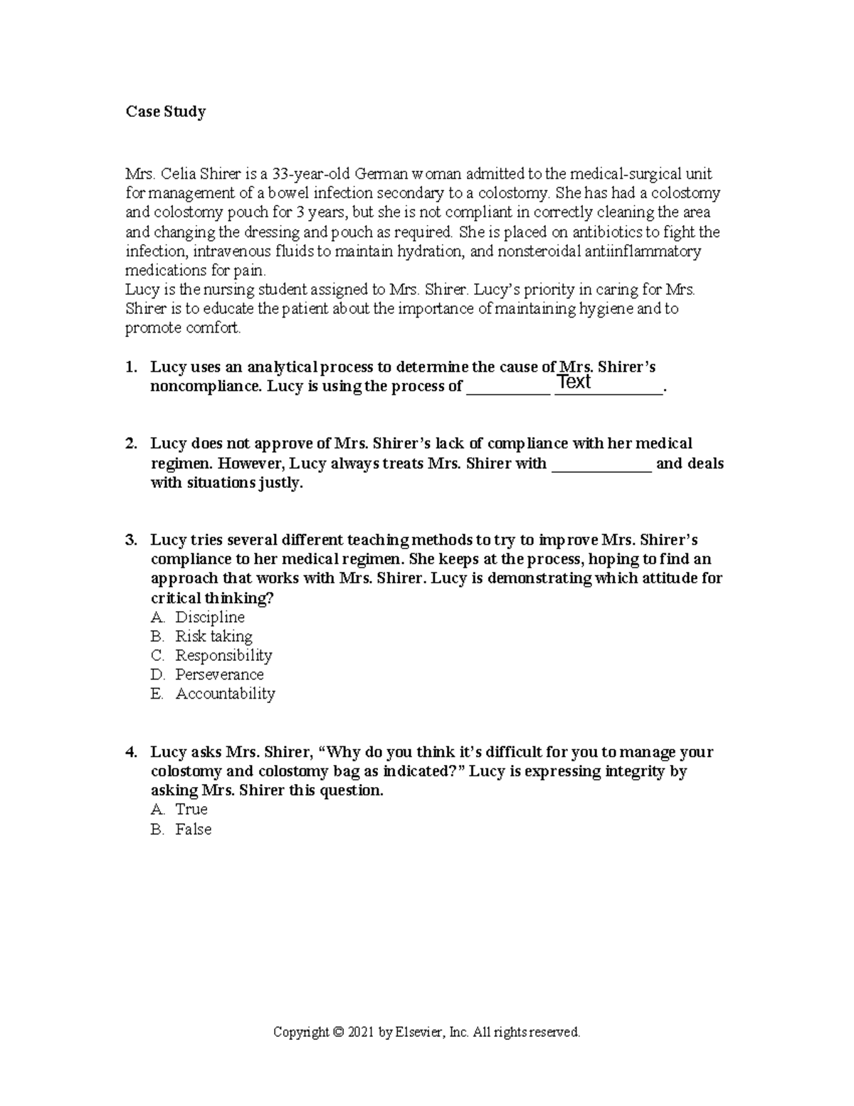 Casestudy 1 - Pharm work - Copyright © 2021 by Elsevier, Inc. All ...