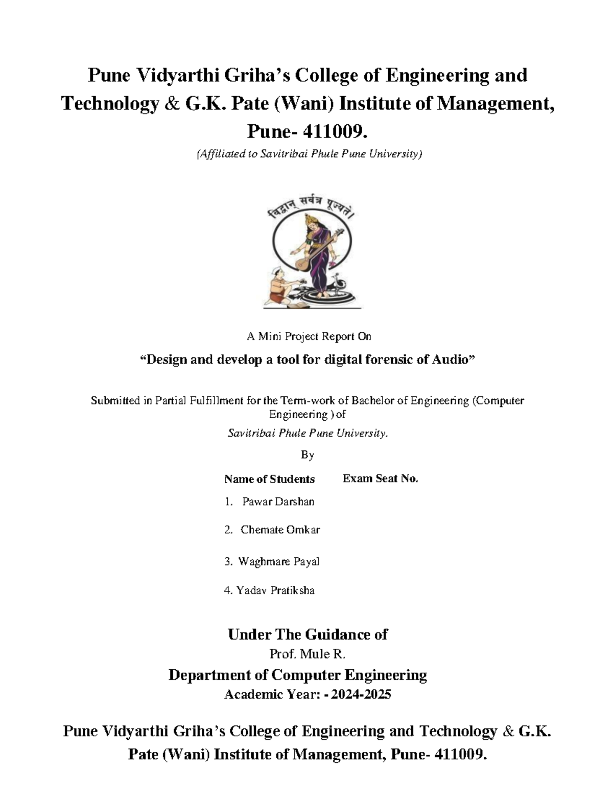 CSDF Report - Pune Vidyarthi Griha’s College of Engineering and ...