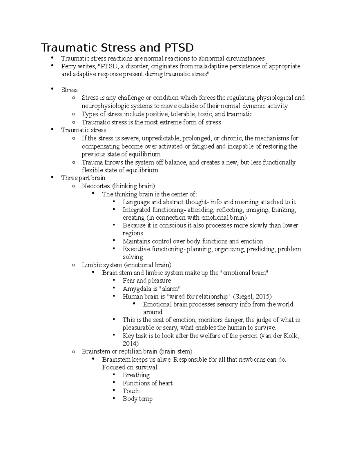 SOWK730 pt 2 - trauma informed social work practice - Traumatic Stress ...