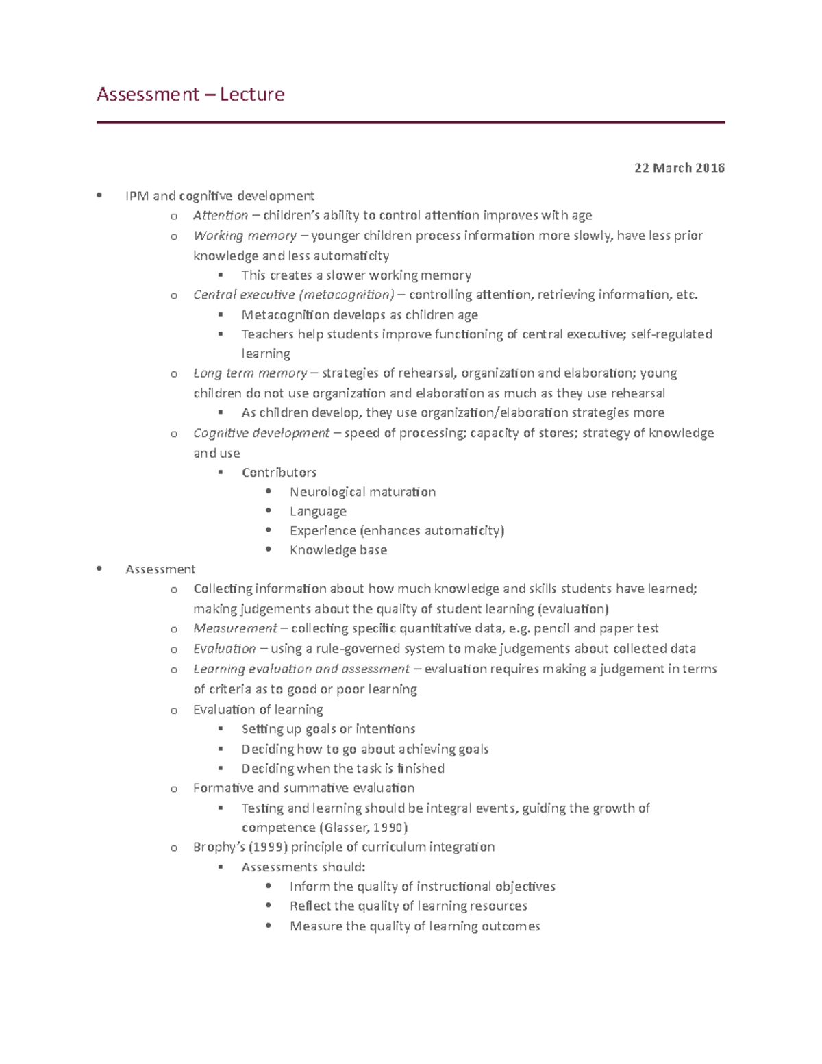 Assessment – Lecture - Assessment – Lecture 22 March 2016 IPM and ...