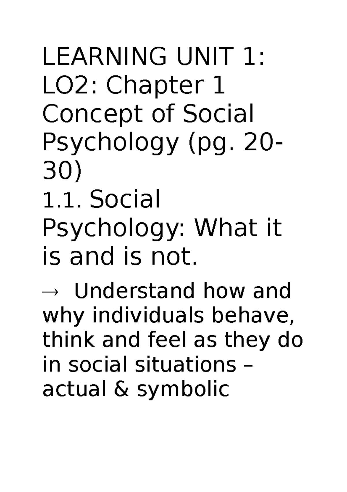 Personality or Developmental Psych Learning UNIT 1 - LEARNING UNIT 1 ...