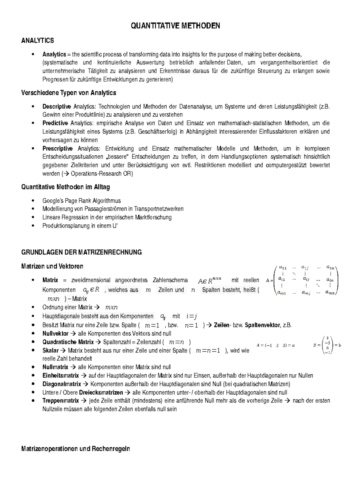 Quantitative Methoden Zusammenfassung - QUANTITATIVE METHODEN ...