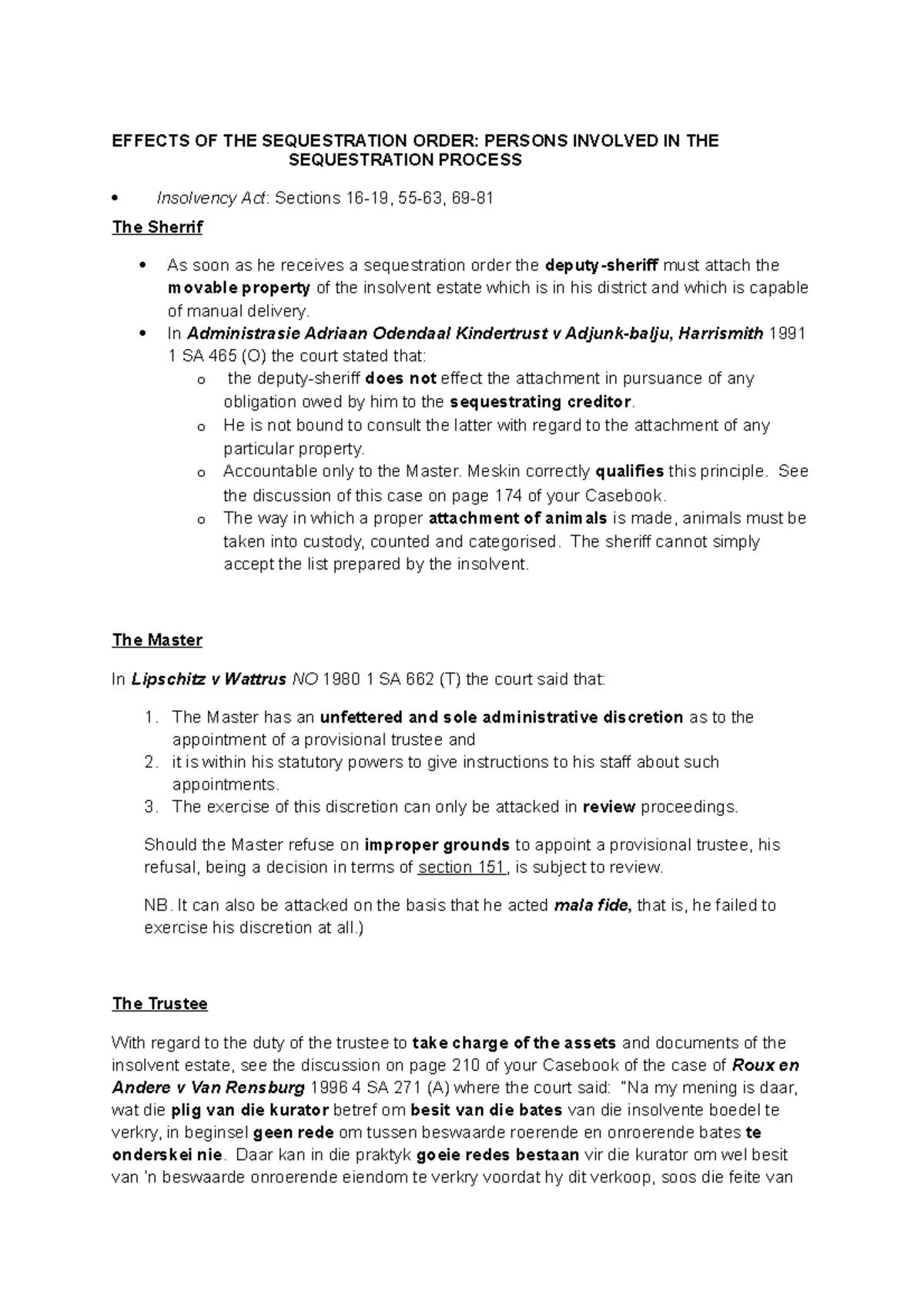 Study Unit 8 - EFFECTS OF THE SEQUESTRATION ORDER: PERSONS INVOLVED IN ...