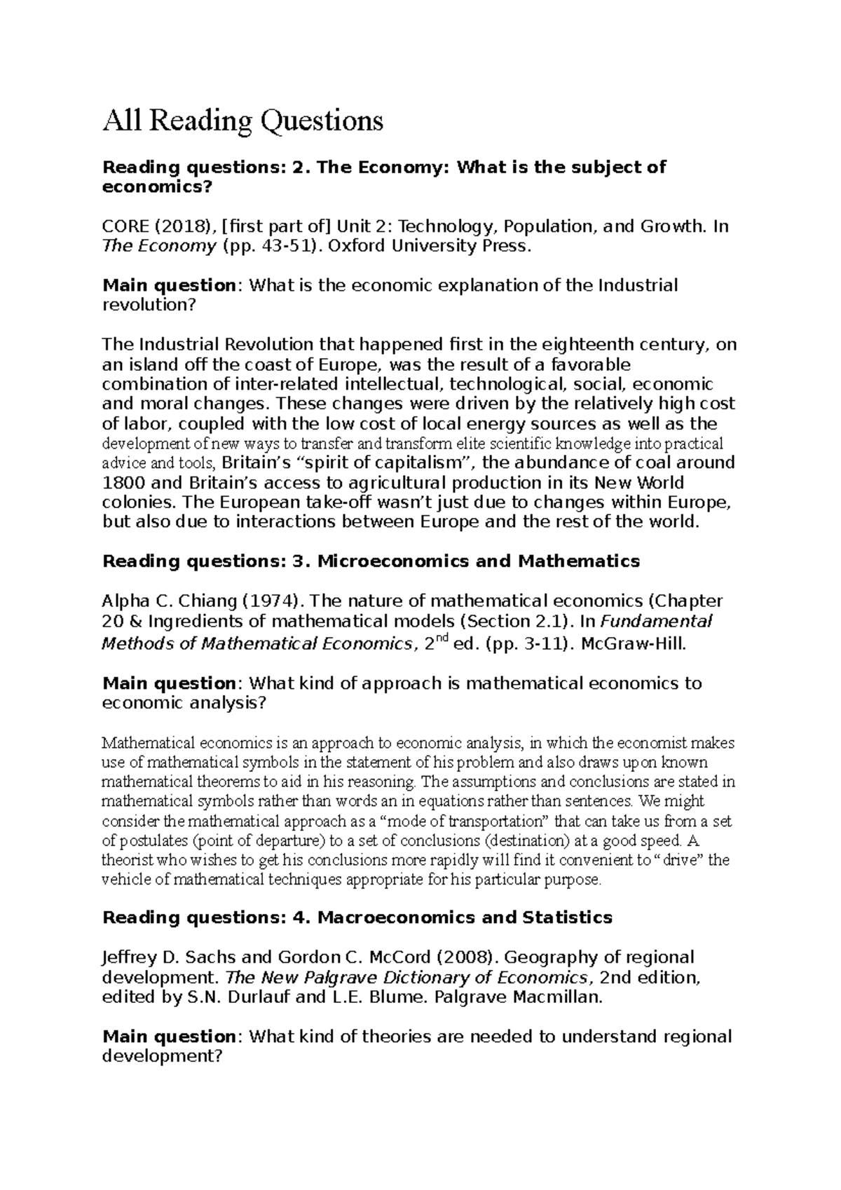 All Reading Questions All Reading Questions Reading Questions 2 The