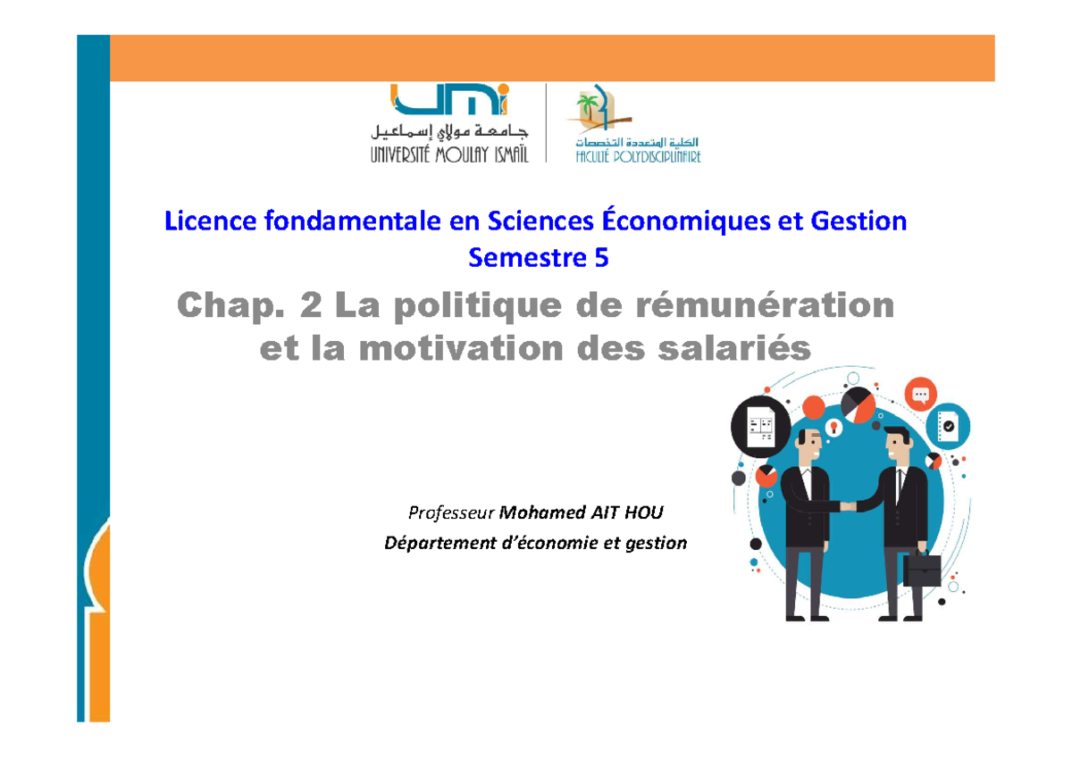 Chapitre II.S5.GRH - Very important - Chap. 2 La politique de rémunération et la motivation des ...