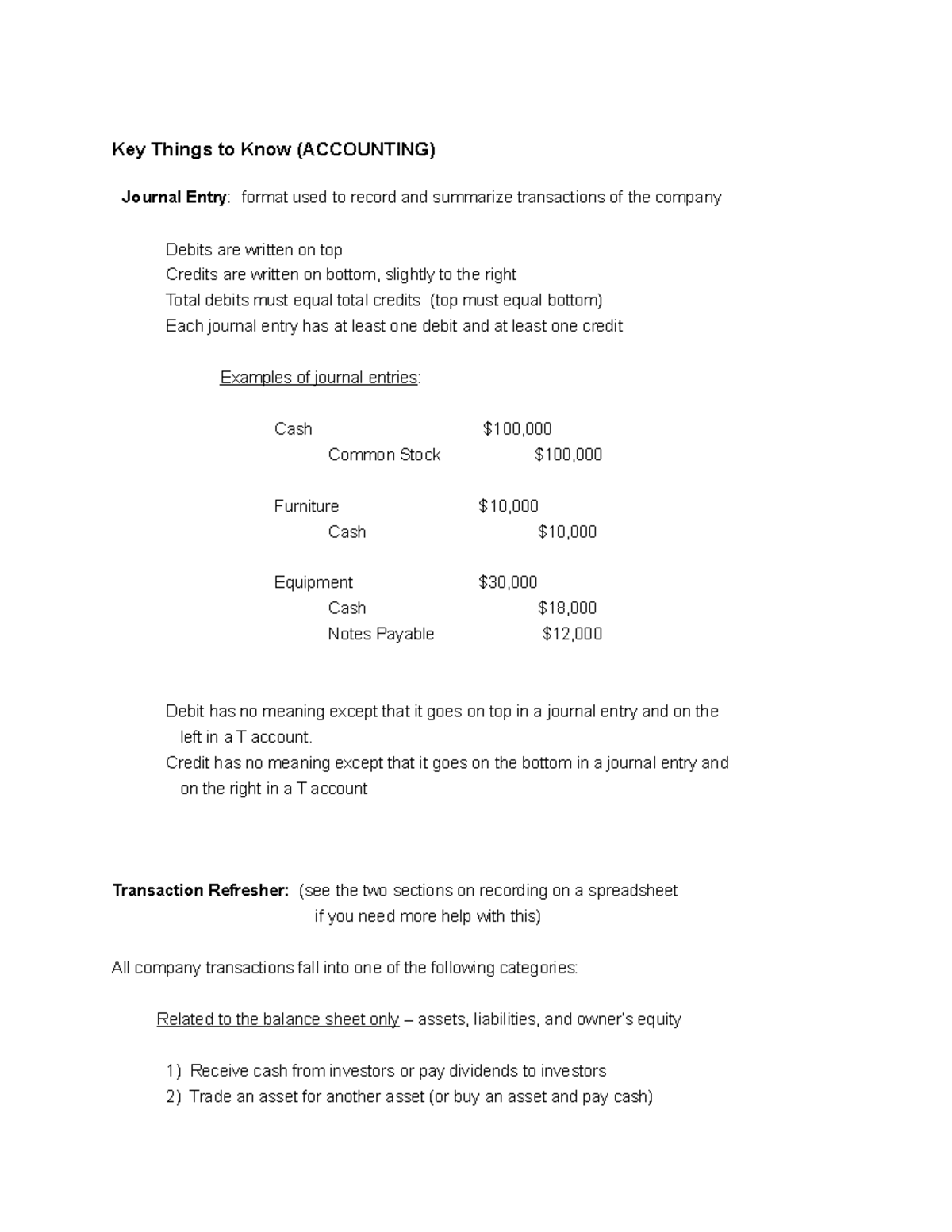 Key Things to Know ACCT - N.A - Key Things to Know (ACCOUNTING) Journal ...