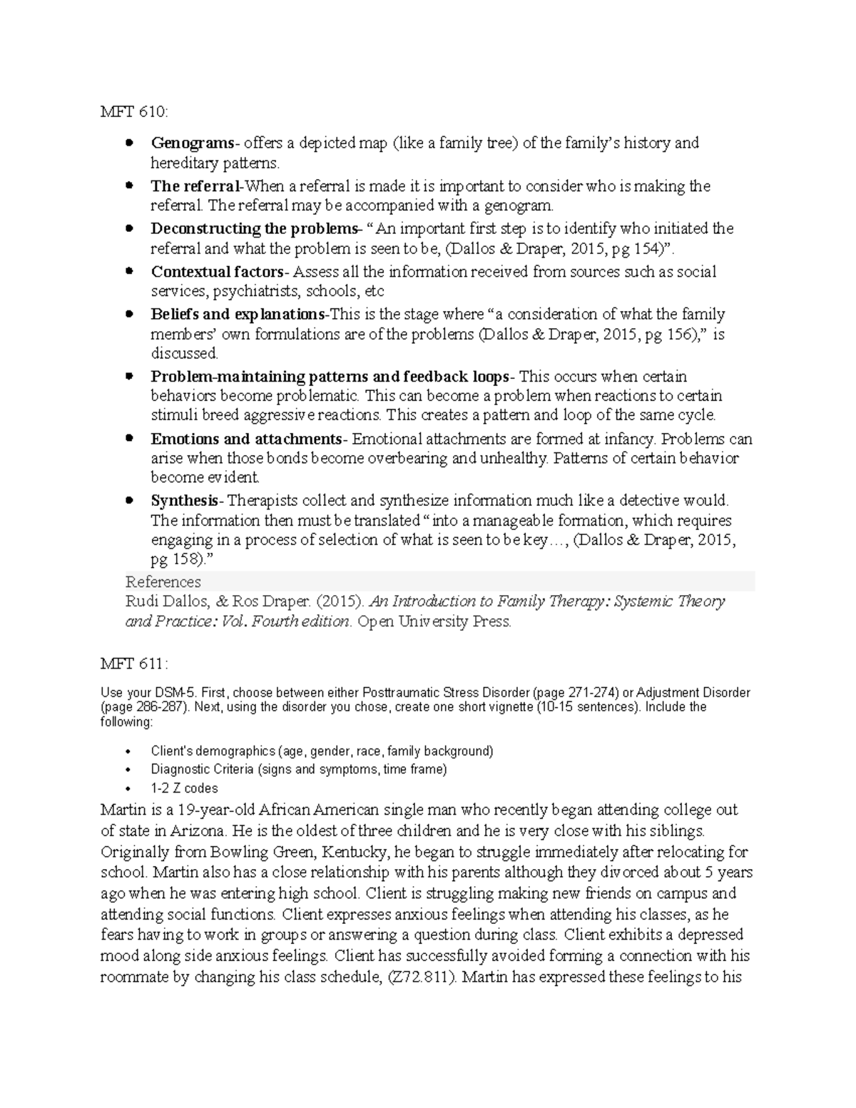 MFT 610 and 611 Module 6 Discussion 2 - MFT 610: Genograms- offers a ...