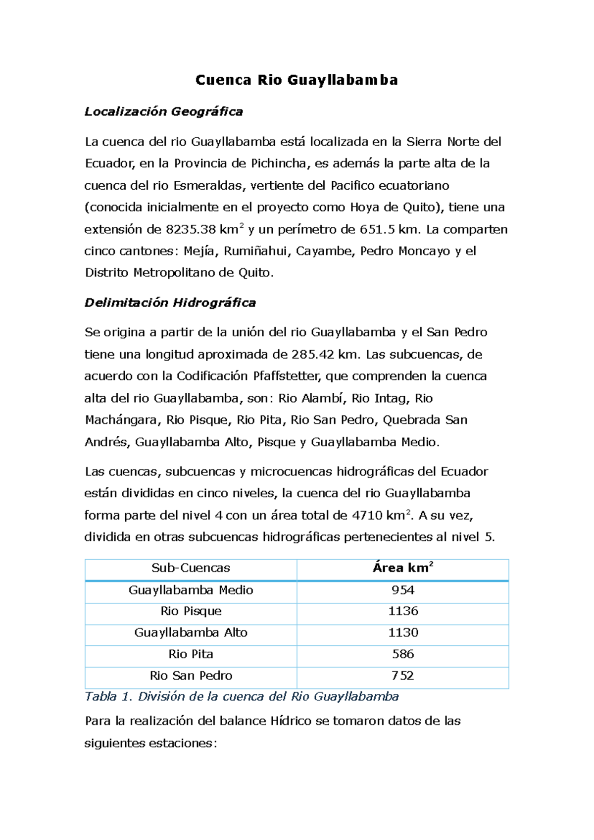 Cuenca Rio Guayllabamba - Cuenca Rio Guayllabamba Localización ...