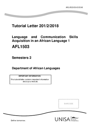 Unisa Tutoril material s2 2022 - AFL1502/101/2// Tutorial Letter 101/2 ...