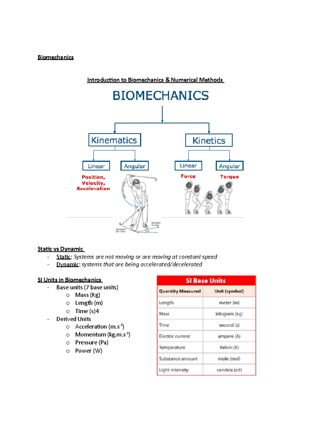 Biomechanics - Lecture 1 - Introduction & Numerical Methods ...