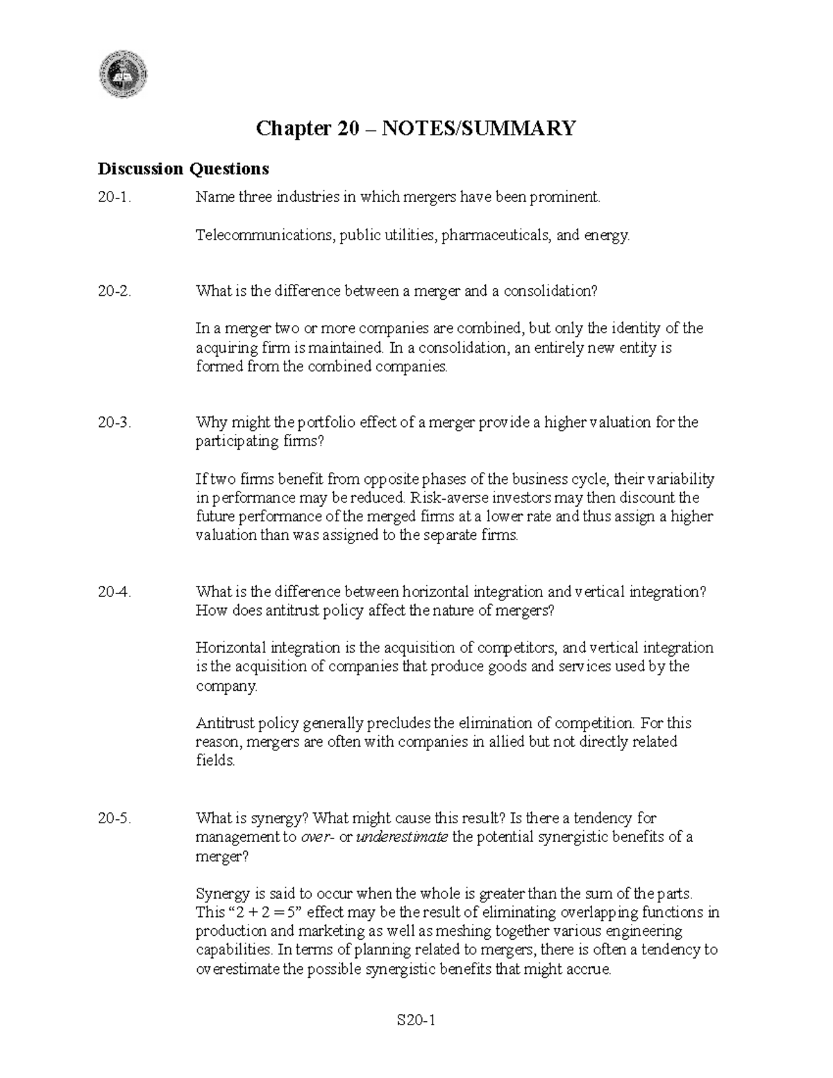 Ch20 - Chapter Discussion - Financial Management - Studocu