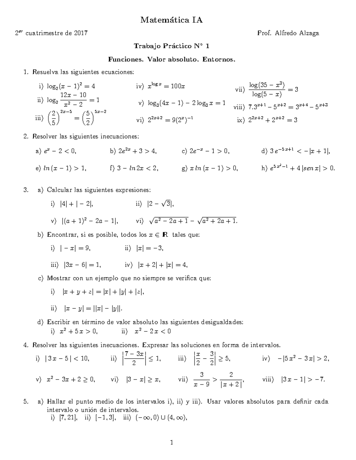 Practico N°1- Funciones - Matem´ atica IA 2er cuatrimestre de 2017 Prof ...