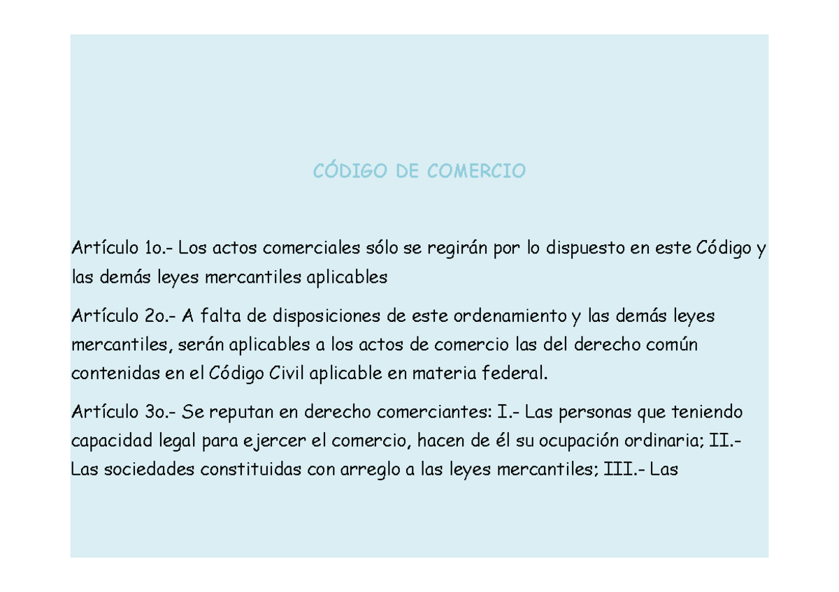 Código DE Comercio - leyes - CÓDIGO DE COMERCIO Artículo 1o.- Los actos ...