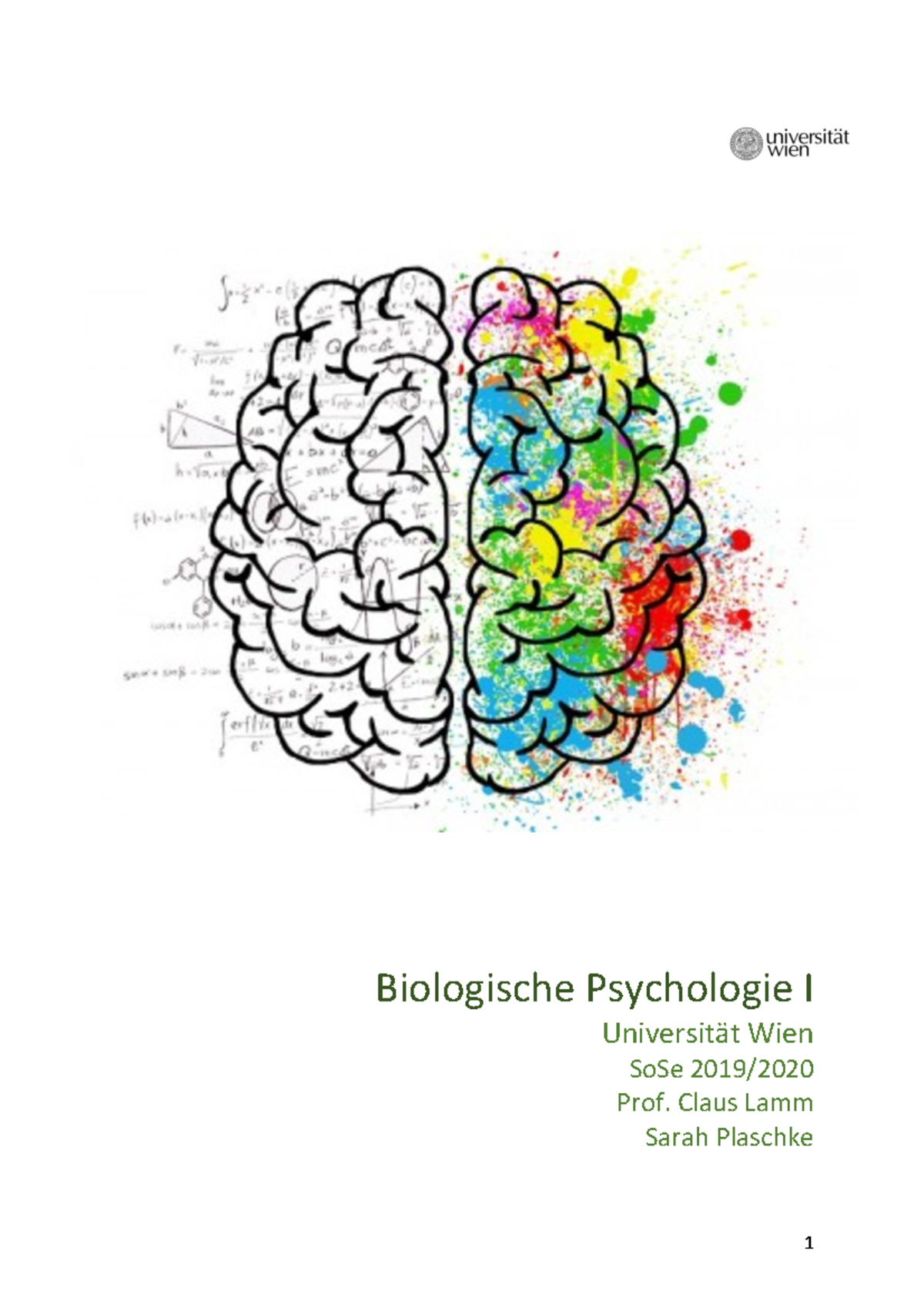 Biologische Psychologie I - 1 Biologische Psychologie I Universität ...