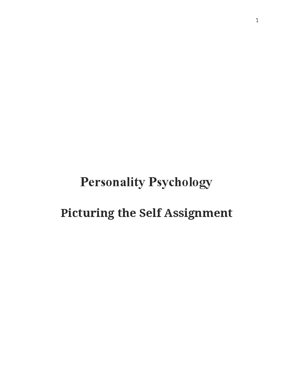 Personality assignment - Personality Psychology Picturing the Self ...