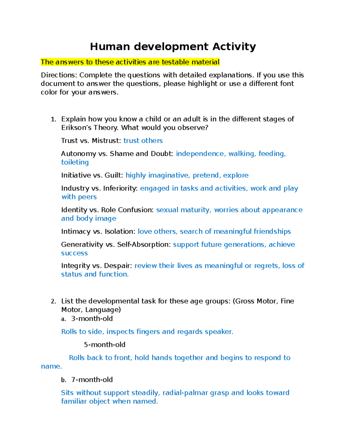 Human Development Activity NRS 102 - Human development Activity The ...