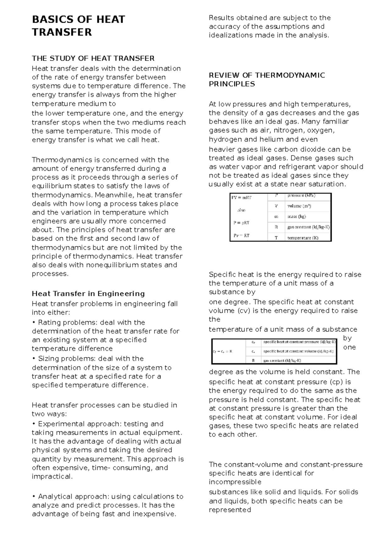 Lectureeee - Heat Transfer - BASICS OF HEAT TRANSFER THE STUDY OF HEAT ...