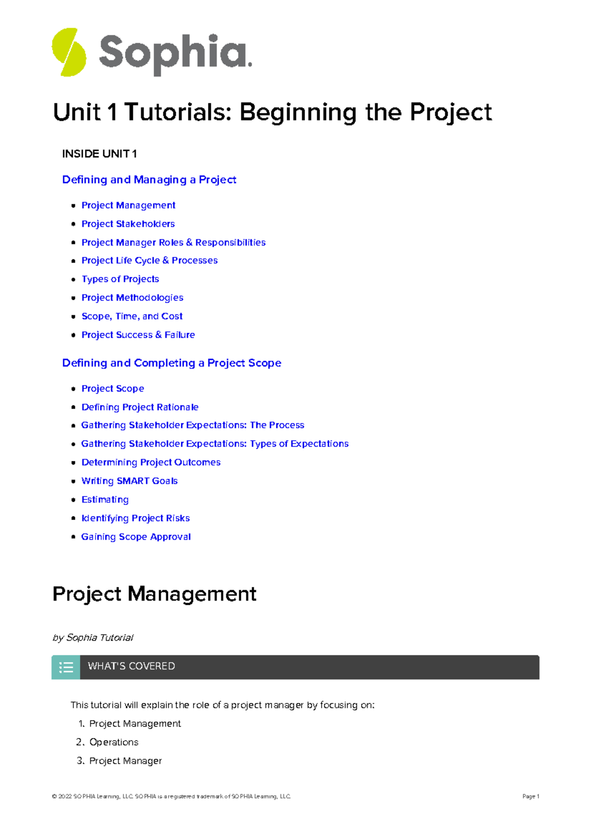 UNIT 1 QSO - UNIT 1 MILESTONE - Unit 1 Tutorials: Beginning the Project INSIDE UNIT 1 Defining ...