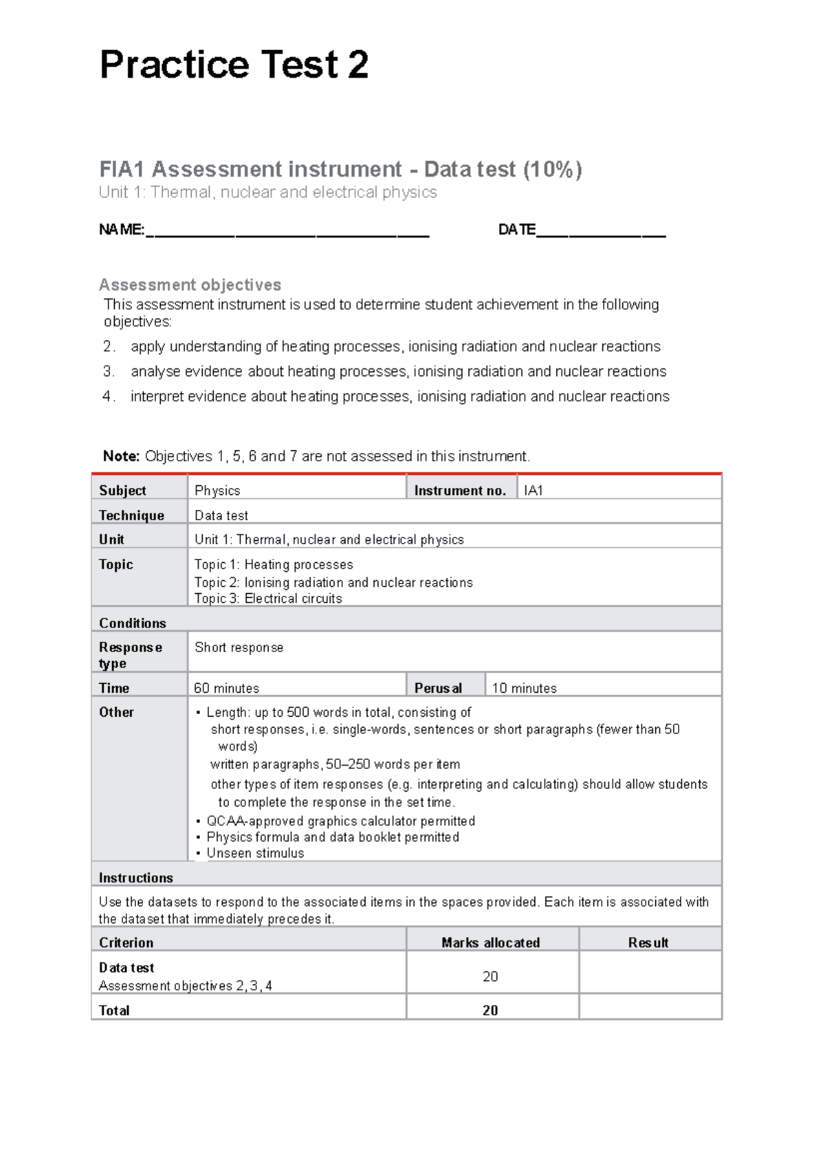 U1-IA1 Data Test Practice 2 - Practice Test 2 FIA1 Assessment ...