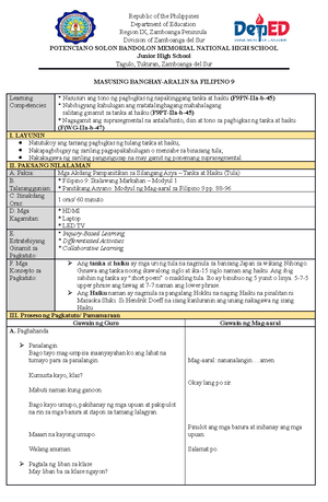 7E Lesson PLAN - Week 2 - Day 2 - Teacher DEXTER M. CLAMOHOY Grade ...