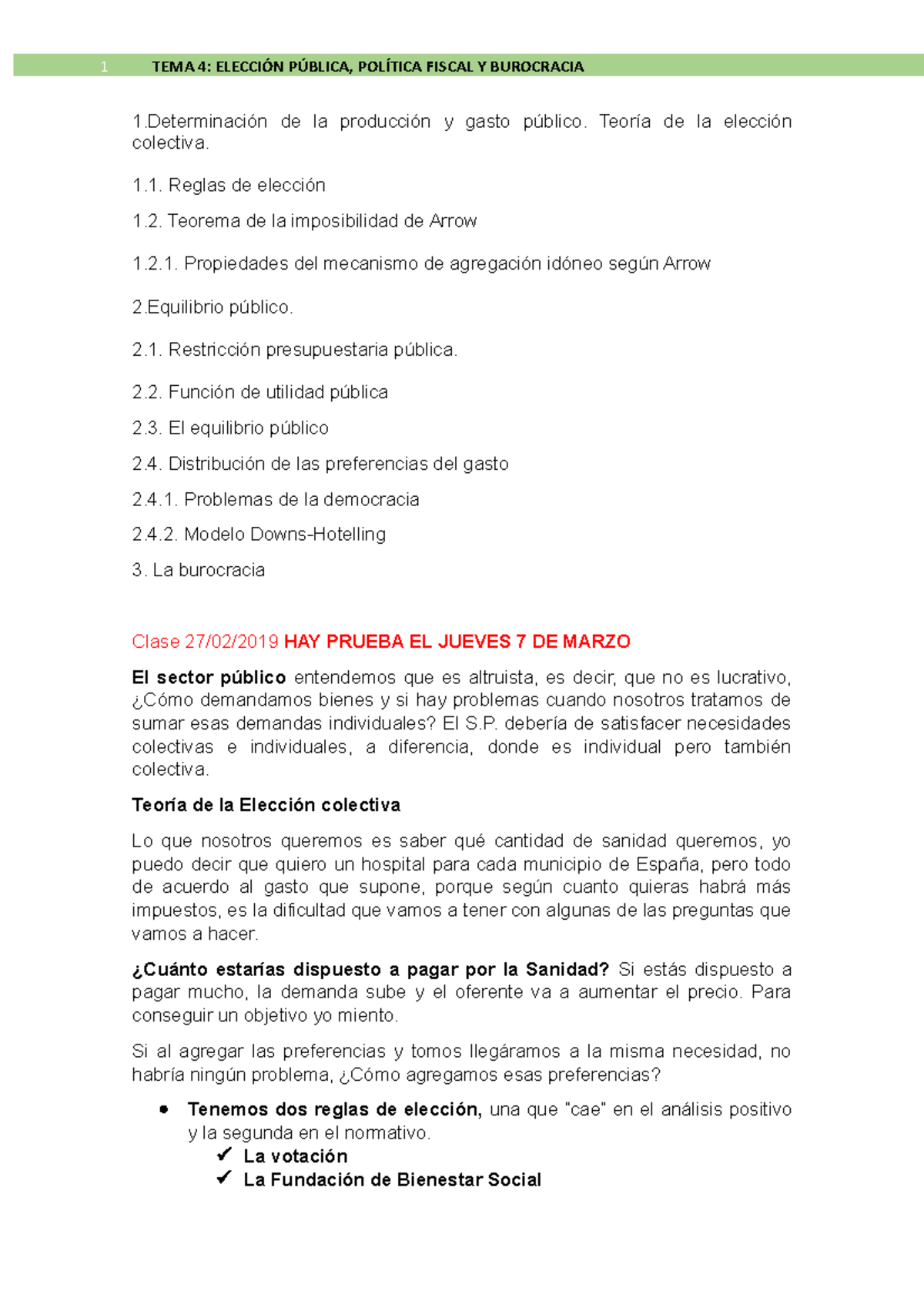 TEMA 4 Elección Pública, Política Fisca Y Burocracia - TEMA 4: ELECCIÓN ...