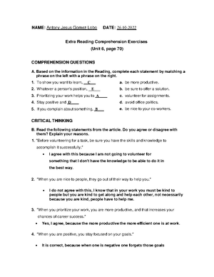 Unit 4 Reading Comprehension - NAME: DATE: 鈀 鈀 鈀 Extra Reading ...