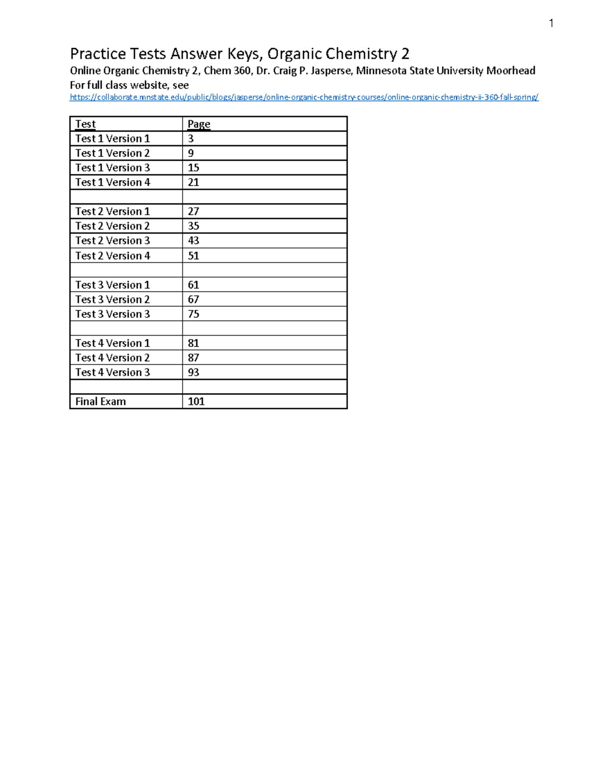 Org 2 practise paper - Online Organic Chemistry 2 , Chem 3 6 0, Dr ...