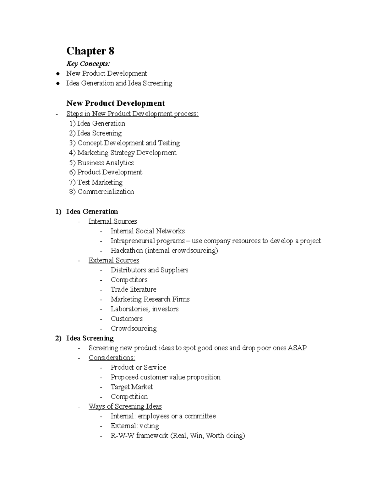 Marketing 111 lehigh notes class lectures - Chapter 8 Key Concepts: New ...