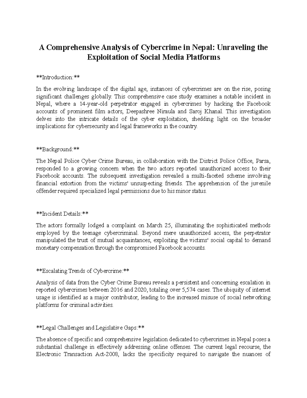 A case study of Cyber Crime in Nepal - A Comprehensive Analysis of ...