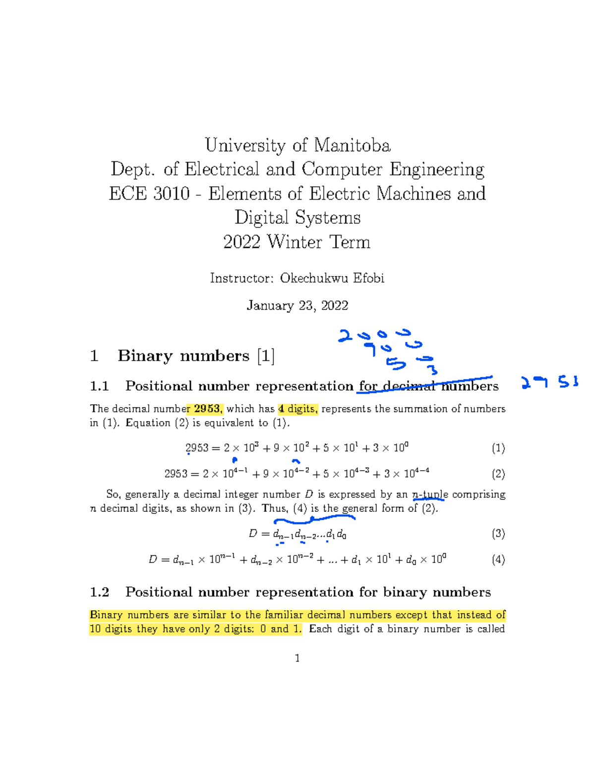 Module 1 2 Annotated - notes - University of Manitoba Dept. of ...