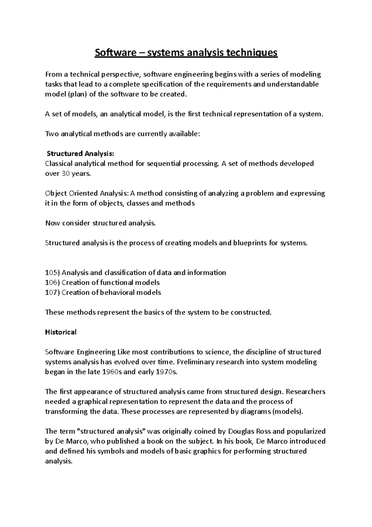 Software Systems Analysis Techniques Software Systems Analysis Techniques From A Technical